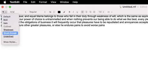 how to apply strikethrough text in textedit on mac softtuts