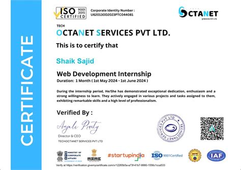 Shaik Sajid On Linkedin Webdevelopment Frontenddevelopment Octanet Internshipcompletion