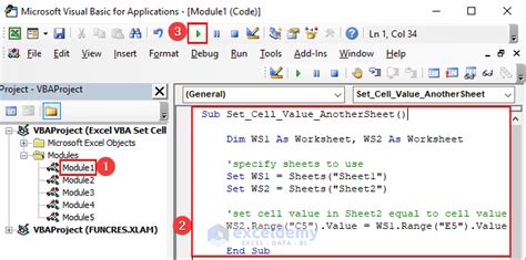 How To Set One Cell Value In Another Worksheet With Excel Vba Exceldemy