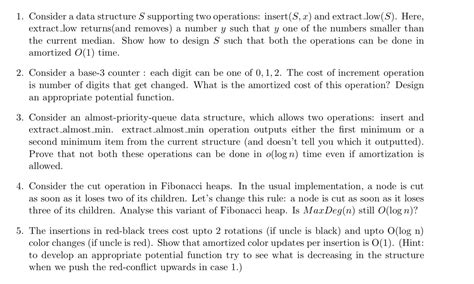 1 consider a data structure s supporting two