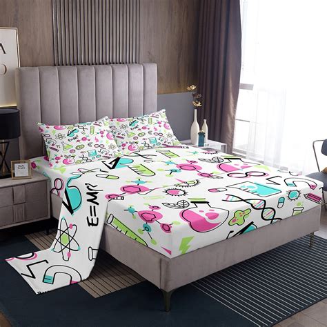 Erosebridal Science Theme Bed Sheets Set King Math Equation Sheet Set