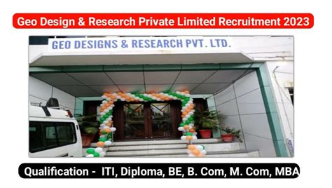 Geo Design And Research Private Limited Recruitment 2023 For Iti Diploma