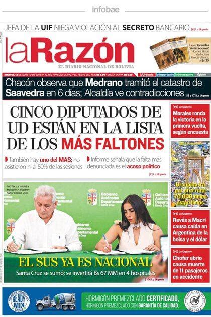 La Razon Bolivia 13 De Agosto De 2019 Infobae