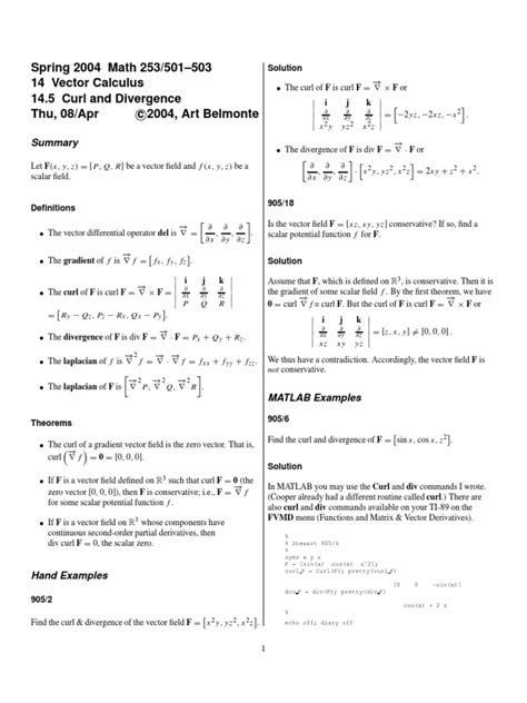 vector calculus an exploration of curl divergence and related