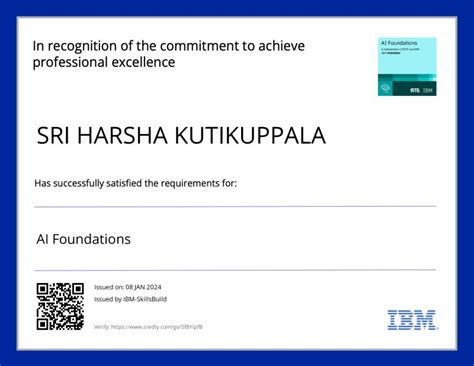 K Sri Harsha On Linkedin Im Happy To Share That Ive Obtained A New Certification Ibm Ai