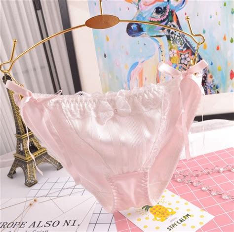 High Quality Underwear Women Sik Silk Cotton Pink Satin Panties G String Satin Sexy Women