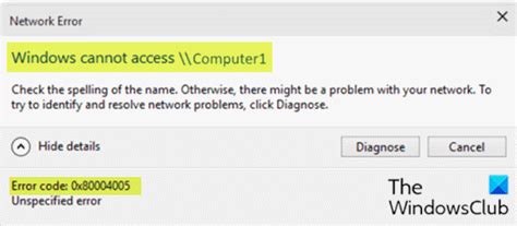 Network Error Unable To Access Network Drive Error 0x80004005