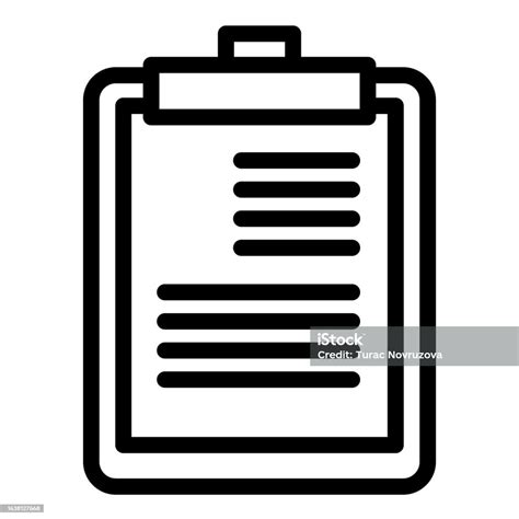클립보드 줄 아이콘입니다 메모장 스케줄러 패드 계획 사례 기호 흰색 배경에 윤곽선 스타일 픽토그램을 위한 종이 비즈니스 사인