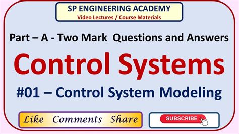 Control Systems Control System Modeling Part A Two Mark Questions And Answers Youtube