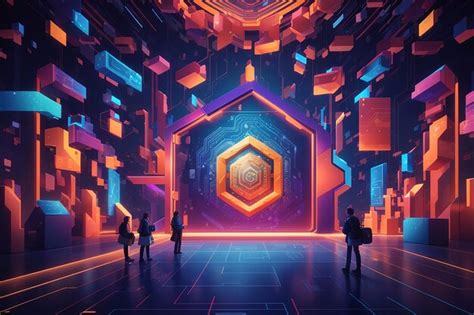 Premium Ai Image Blockchain Technology Isometric Concept Computer Farm Mining Cryptocurrency