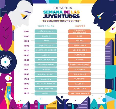 Horarios De La Semana De Las Juventudes 2018 Rock360mx