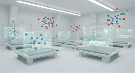 Futuristic Laboratory with Holographic Molecular Displays and Data ...