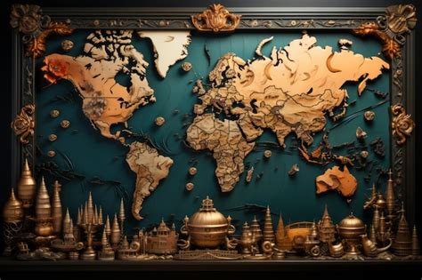 Premium Ai Image World Map Global Exploration Cartographic