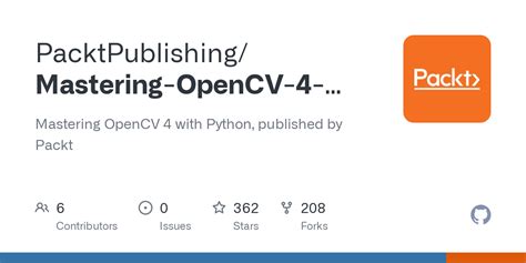 Github Packtpublishingmastering Opencv 4 With Python Mastering