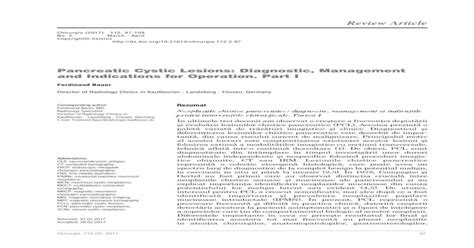 Download Pdf Pancreatic Cystic Lesions Diagnostic Management And