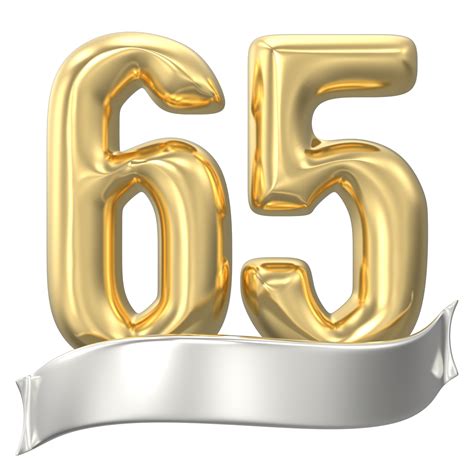 Gold Number 65 Anniversary 3d Render 42069157 Png
