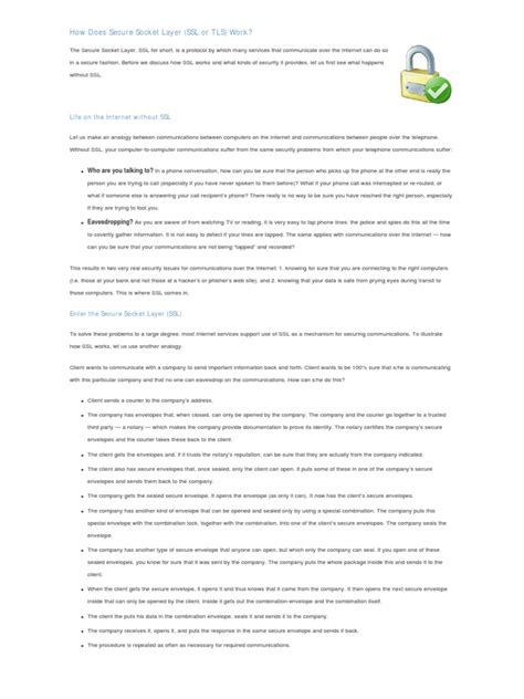 how does ssl or tls work pdf transport layer security public key