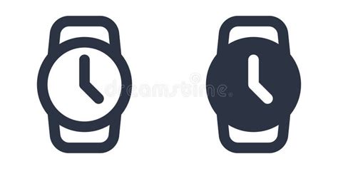 Wristwatch Or Wristlet Watch Simple Icons Set Designed In Filled And Stroke Style Stock