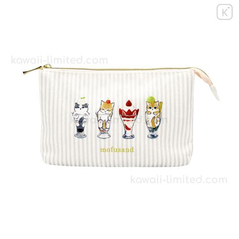 Japan Mofusand Flat Pouch Cat Parfait Nyan Stripe Kawaii Limited