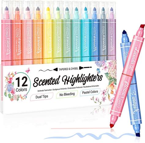 Kerifi Dual Tips Highlighters Markers Floral Scented Highlighters With