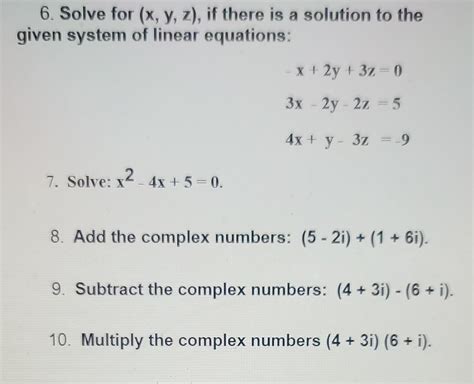 Solved Solve For X Y Z If There Is A Solution To The Chegg