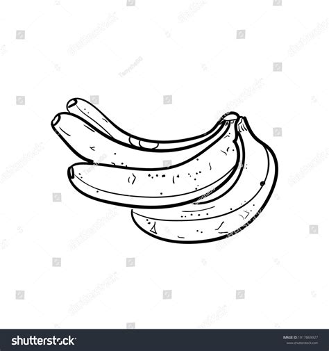 Bananas Black Outline Drawing Silhouette Hand Stock Vector Royalty