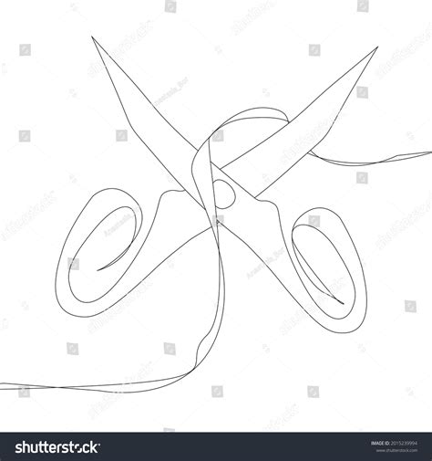 Sewing Scissors Line Art Design Stock Vector Royalty Free 2015239994