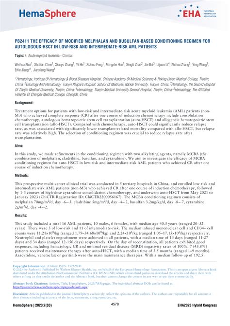 Pdf Pb2411 The Efficacy Of Modified Melphalan And Busulfan Based