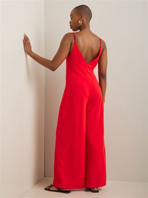 Womens Iconography Deep V Wide Leg Crépe Jumpsuit