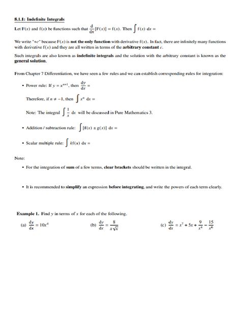 Integration Igcse Notes Pdf