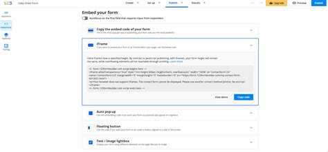 JS HTML Or Iframe Embed Code For Forms FormBuilder