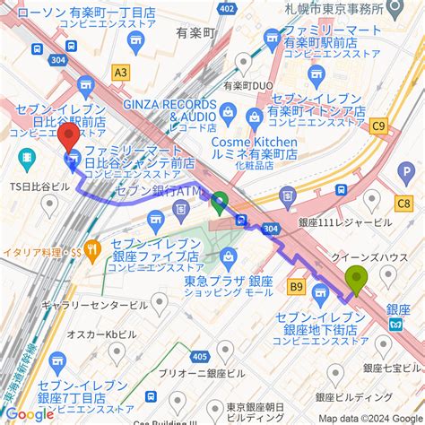 銀座駅からtohoシネマズシャンテへのルートマップ Mdata