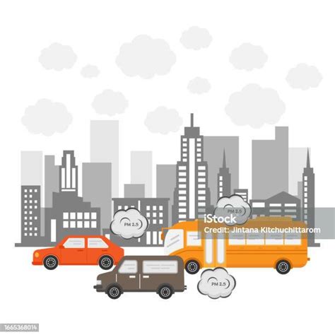 도시의 대기 오염 환경 차량 교통 및 독성 오염 이산화탄소 구름이 있는 자동차 개념에 대한 스톡 벡터 아트 및 기타 이미지 개념 거리 건물 외관 Istock