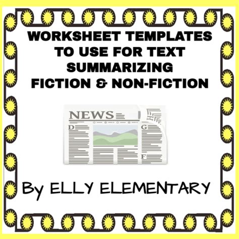 TEXT SUMMARIZING WORKSHEET TEMPLATES FICTION NON FICTION Made By Teachers