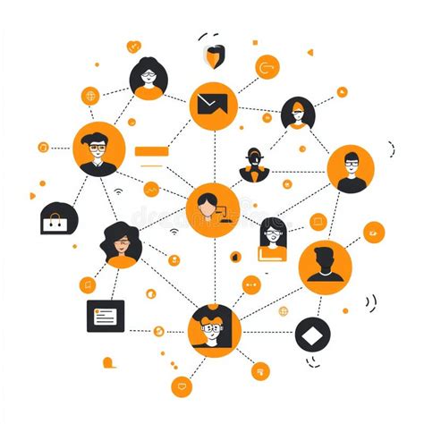 Network Of Diverse Digital Communication Across Social Connections Stock Illustration
