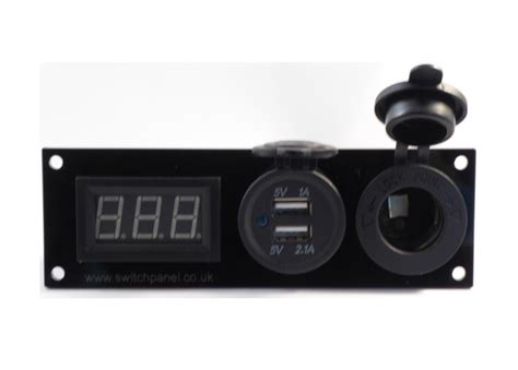 Double USB Socket 12V Socket On Panel With Volt Meter