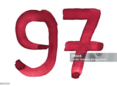 수채화 숫자 손으로 브러시로 그린 부르고뉴 빈티지 심볼 인사말 디자인 엽서 장식을위한 템플릿 0명에 대한 스톡 벡터 아트 및