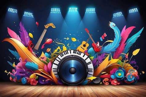 Premium Photo 3d Singing Elements Backdrop Background