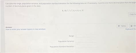 Solved Calculate The Range Population Variance And