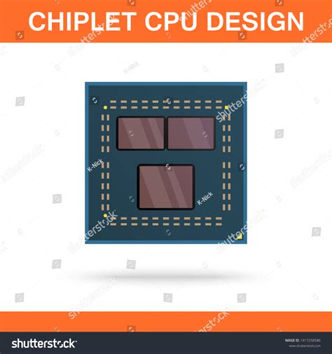 Realistic Modern Chiplet Cpu Design Front Stock Vector Royalty Free 1417258586 Shutterstock