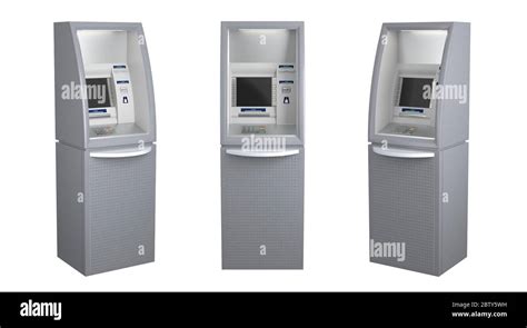 Set of three atm machines isolated on white Stock Photo - Alamy