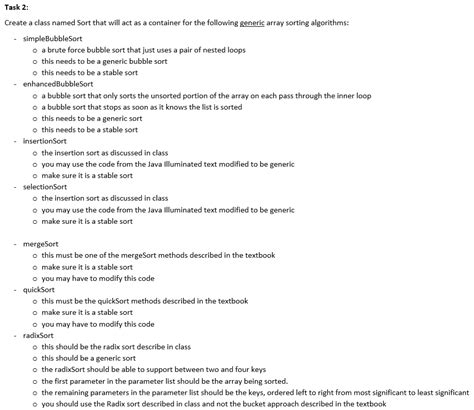 Solved Need Help Writing Each Of The Sorting Algorithms I Chegg