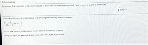 Solved Definition The Collection Of All Antiderivatives Of