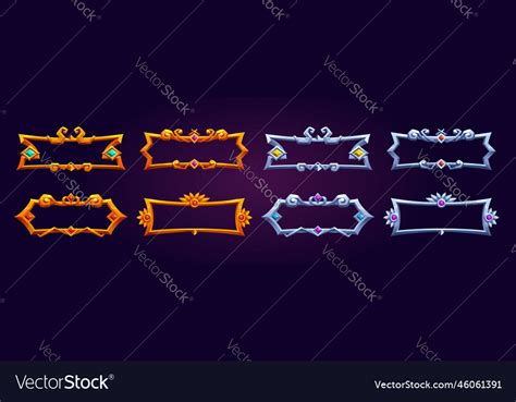 Fantasy Golden And Silver Frames For Rpg Game Vector Image