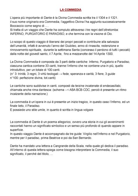 Appunti Di Italiano Sulla Commedia Di Dante E Sul Inferno Appunti Di