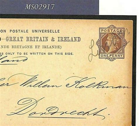 Gb Gpo Upu Card Manuscript London Cancel 1890 Holland Samwells