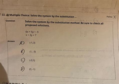 Solved 22 Multiple Choice Solve The System By The