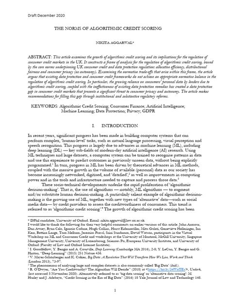 The Norms Of Algorithmic Credit Scoring Pdf Credit Score Credit