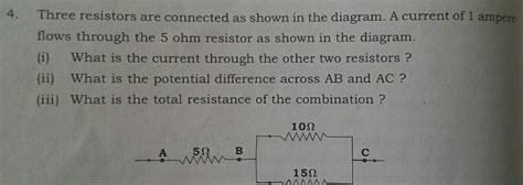 4 Three Resistors Are Connected As Shown In The Diagram A Current Of L Ampere Flows Through