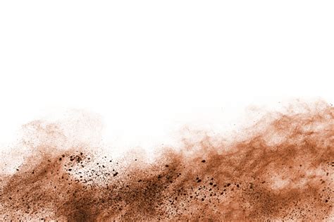 흰색 바탕에 갈색 분말 폭발입니다 색깔된 구름입니다 다채로운 먼지 폭발 페인트 Holi입니다 가득 찬에 대한 스톡 사진 및 기타